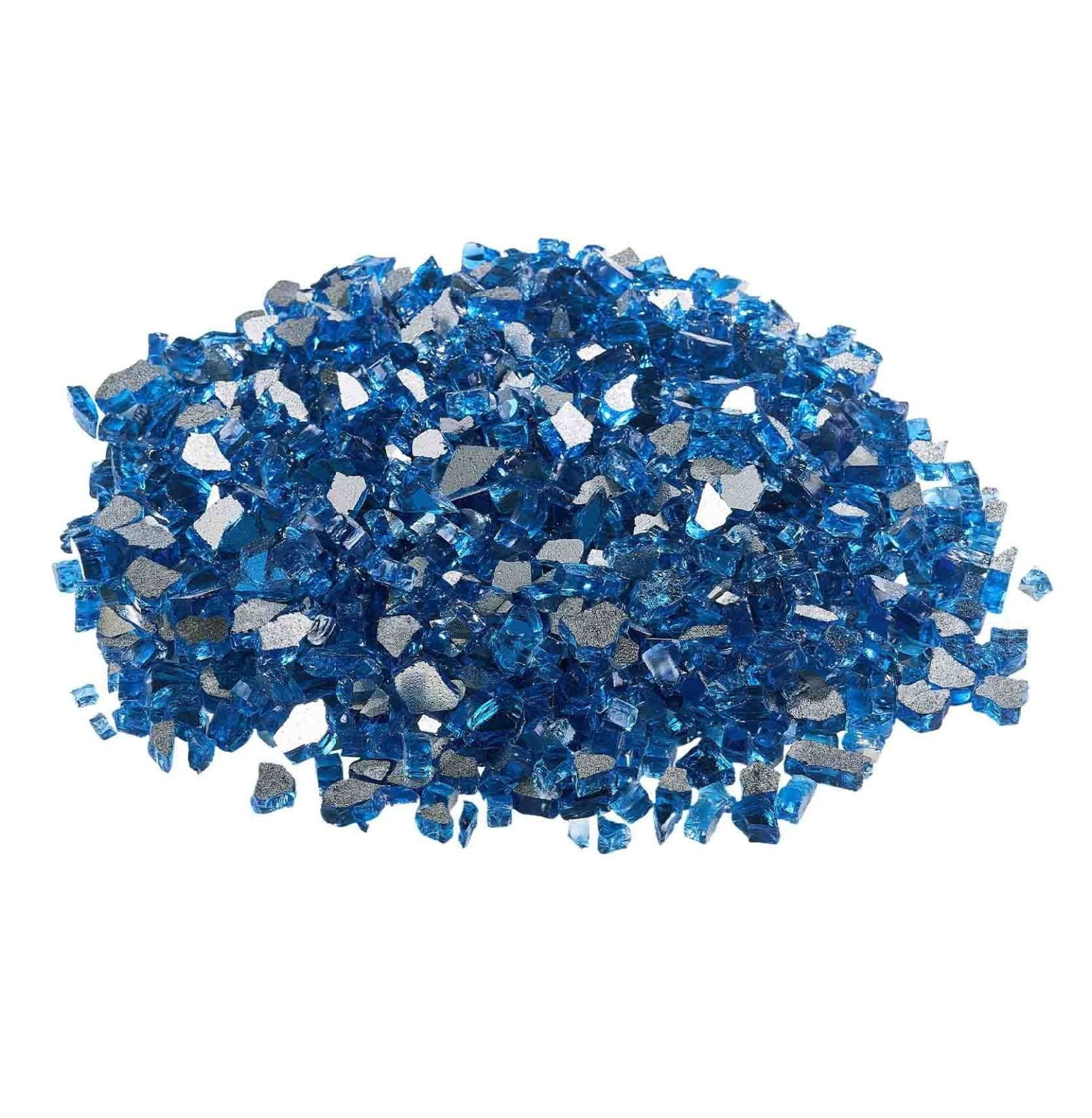 10 LBS Fire Glass 1/2-Inch Fireplace Glass Rocks for Table Pacific Blue ...
