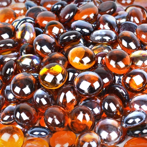 10 LBS Fire Glass Beads for Fire Pit, 3/4 Inch Reflective Fire Glass ...