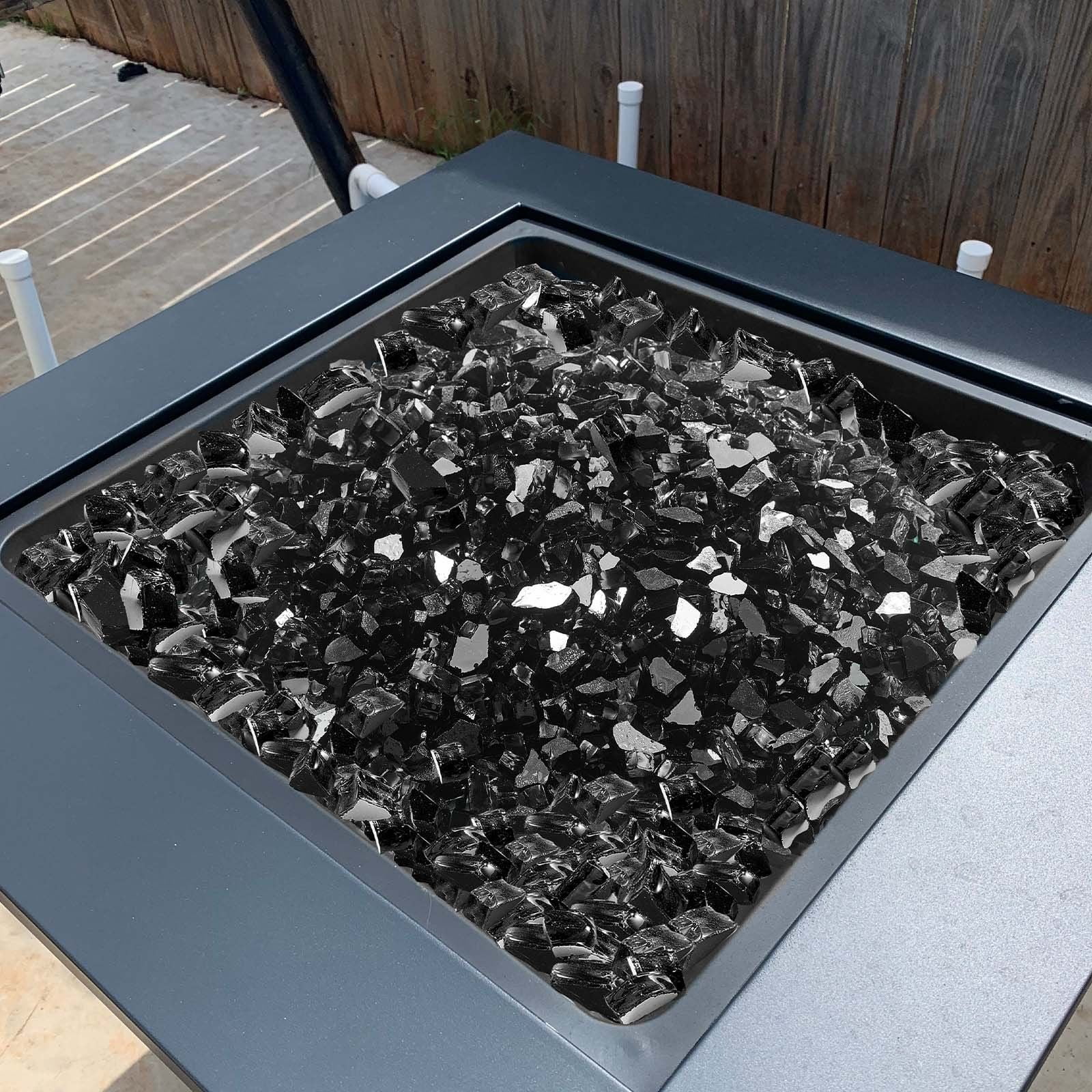 10 LBS Premium 1/2-Inch Black Fire Glass Rocks - Reflective Fire Pit ...