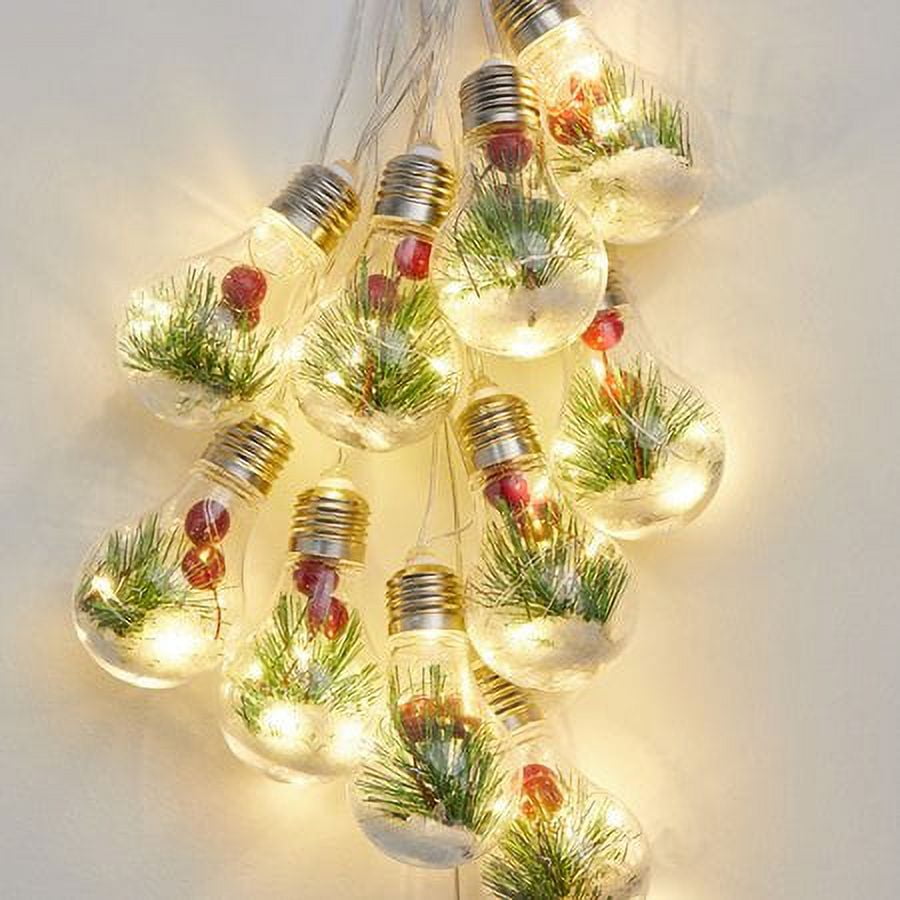 10 LED Bulb Snow Globe Christmas String Lights Fairy Lights, Mini ...
