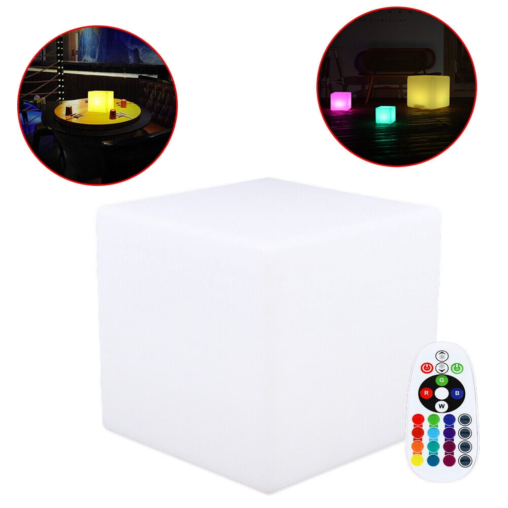 10" LED Colour Changing Cube Stool Light Up Chair Seat Waterproof Bar ...