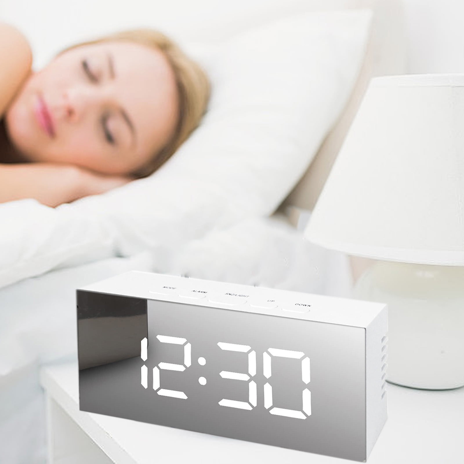 Under 10, LED Digital Alarm Clock, Electronic Mirror, Desktop, Small ...