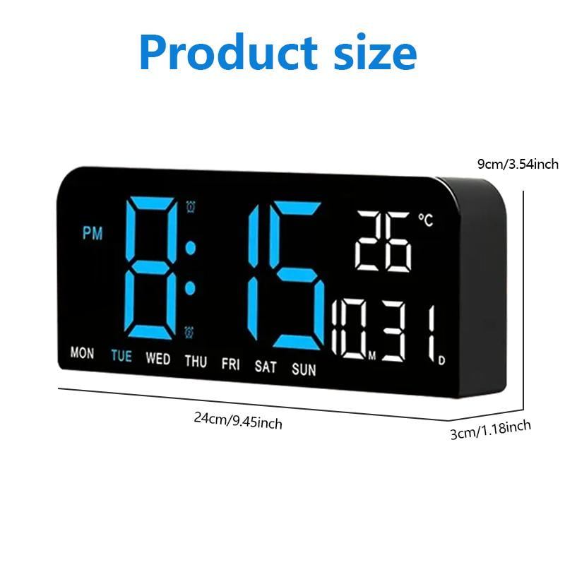 10" LED Digital Wall Clock Decor - Multi-Function Alarm Clock with ...
