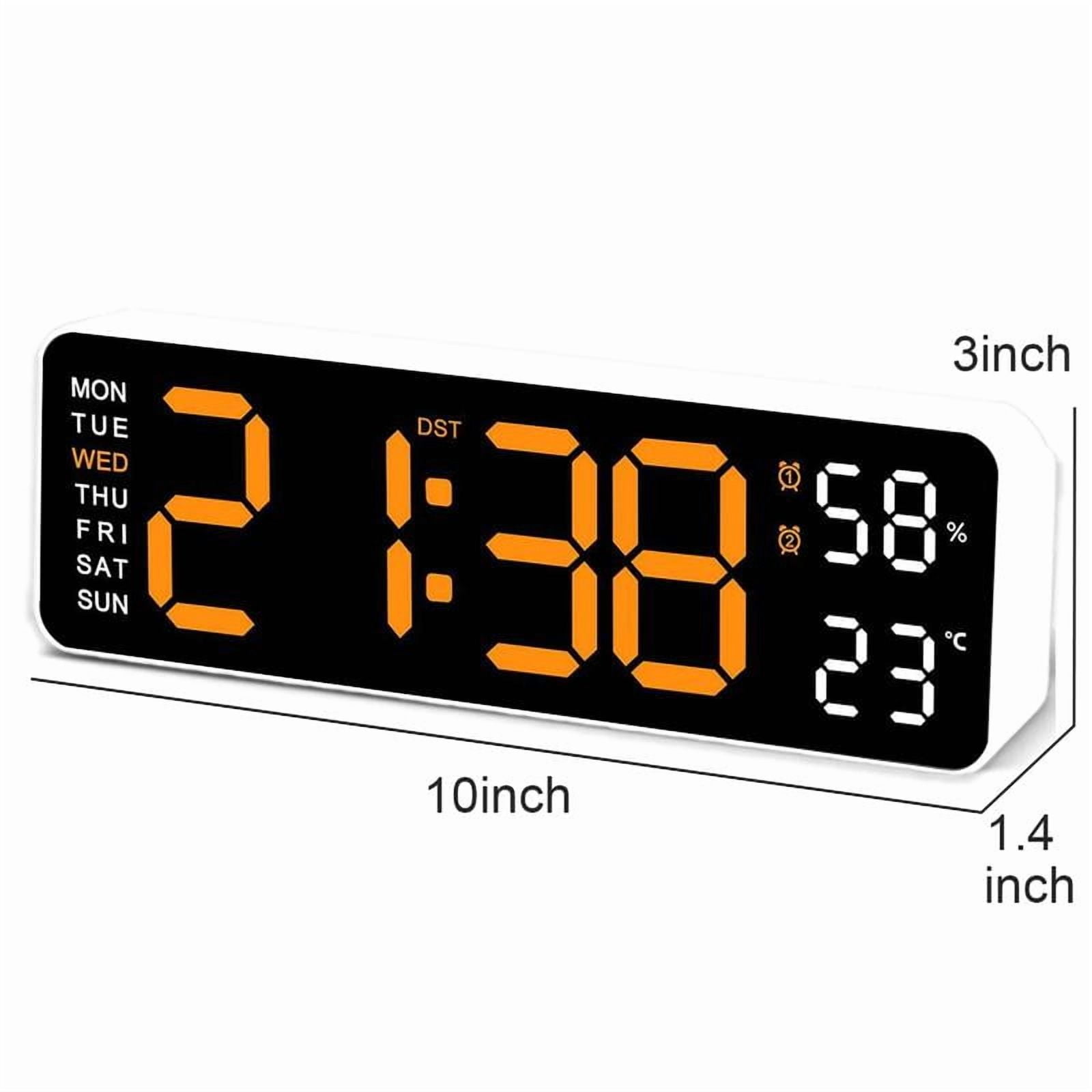 10" LED Digital Wall Clock Decor - Multi-Function Alarm Clock with ...