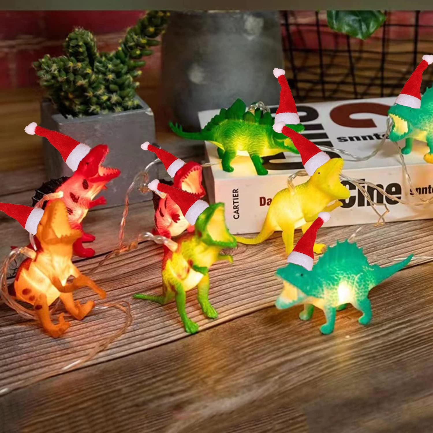 10 LED Dinosaur String Christmas Ornament Lights Dinosaur Lights Night ...