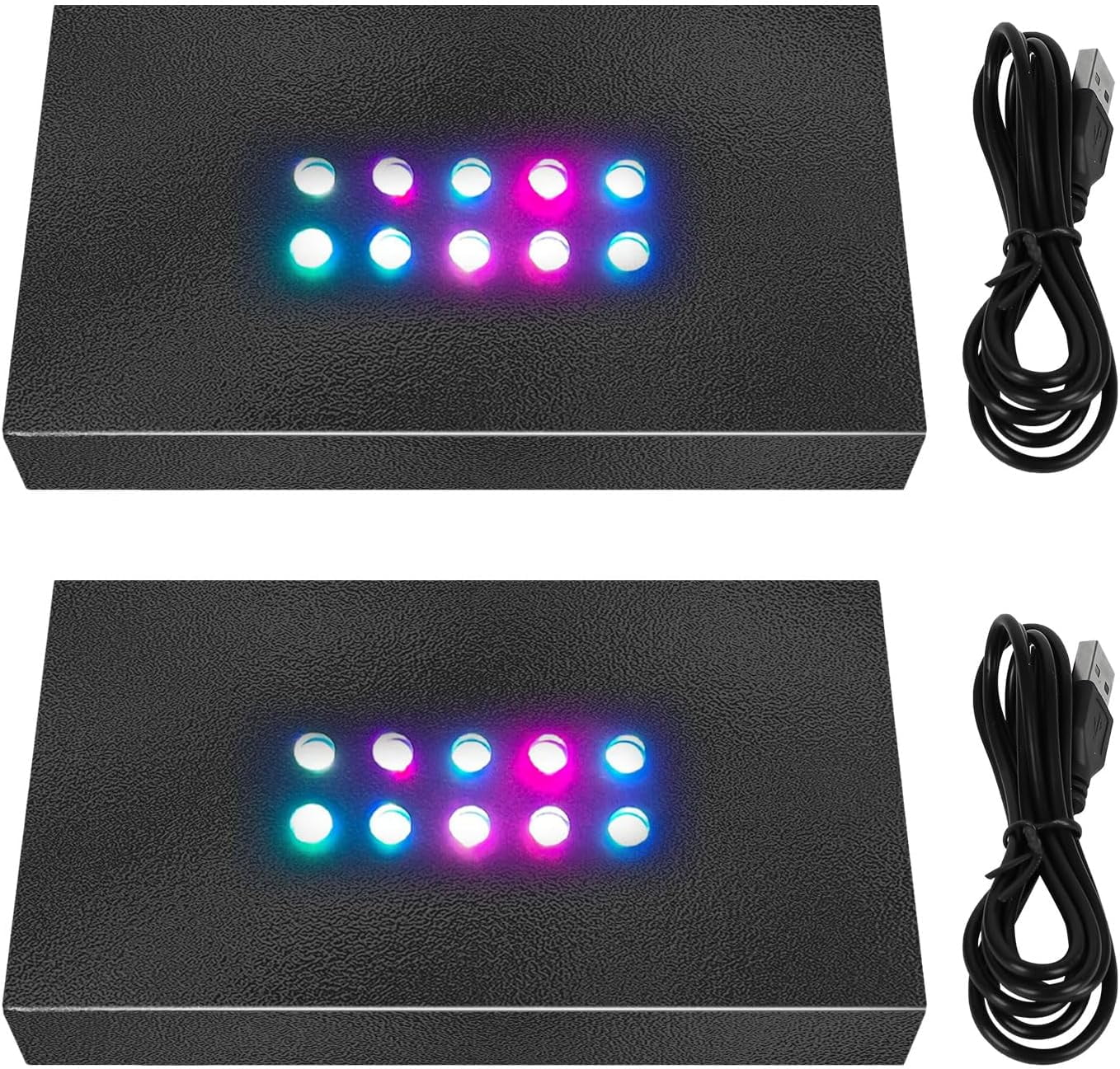 10 LED Lights Matte Black Base for Crystal 3D Glass Art, USB Powered ...