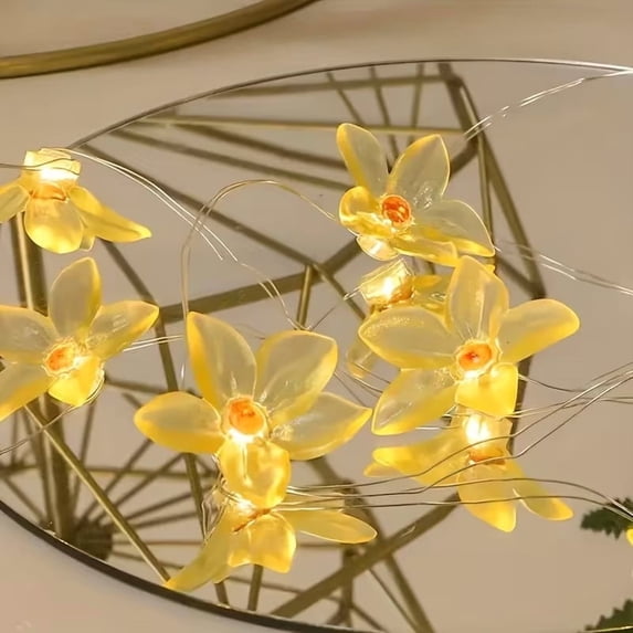 10 LED Lily Flower String Lights, Copper Wire Fairy Lights for Garden ...