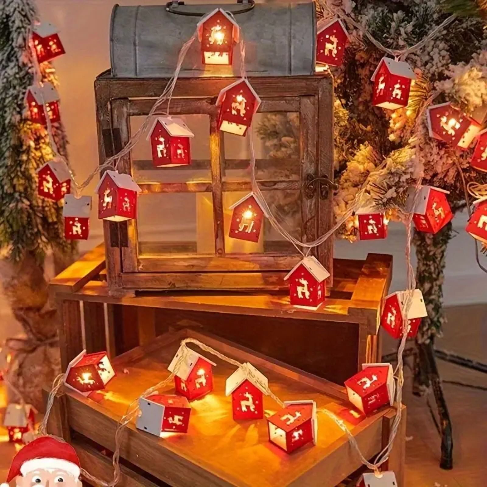 10 LED Red House Fairy Lights 2m - Battery Powered, Holiday Christmas ...