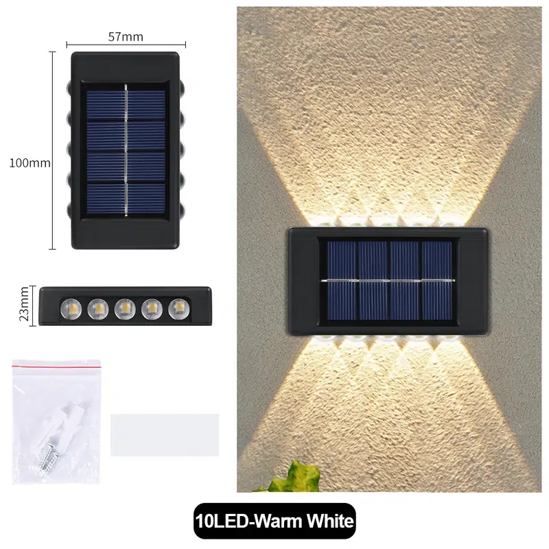 10 LED Solar Up Down Lights Outdoor Waterproof, 1 Pack Modern Nordic ...