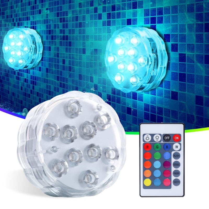 10 LEDs Submersible Light with Remote Control Underwater Night Lamp for ...
