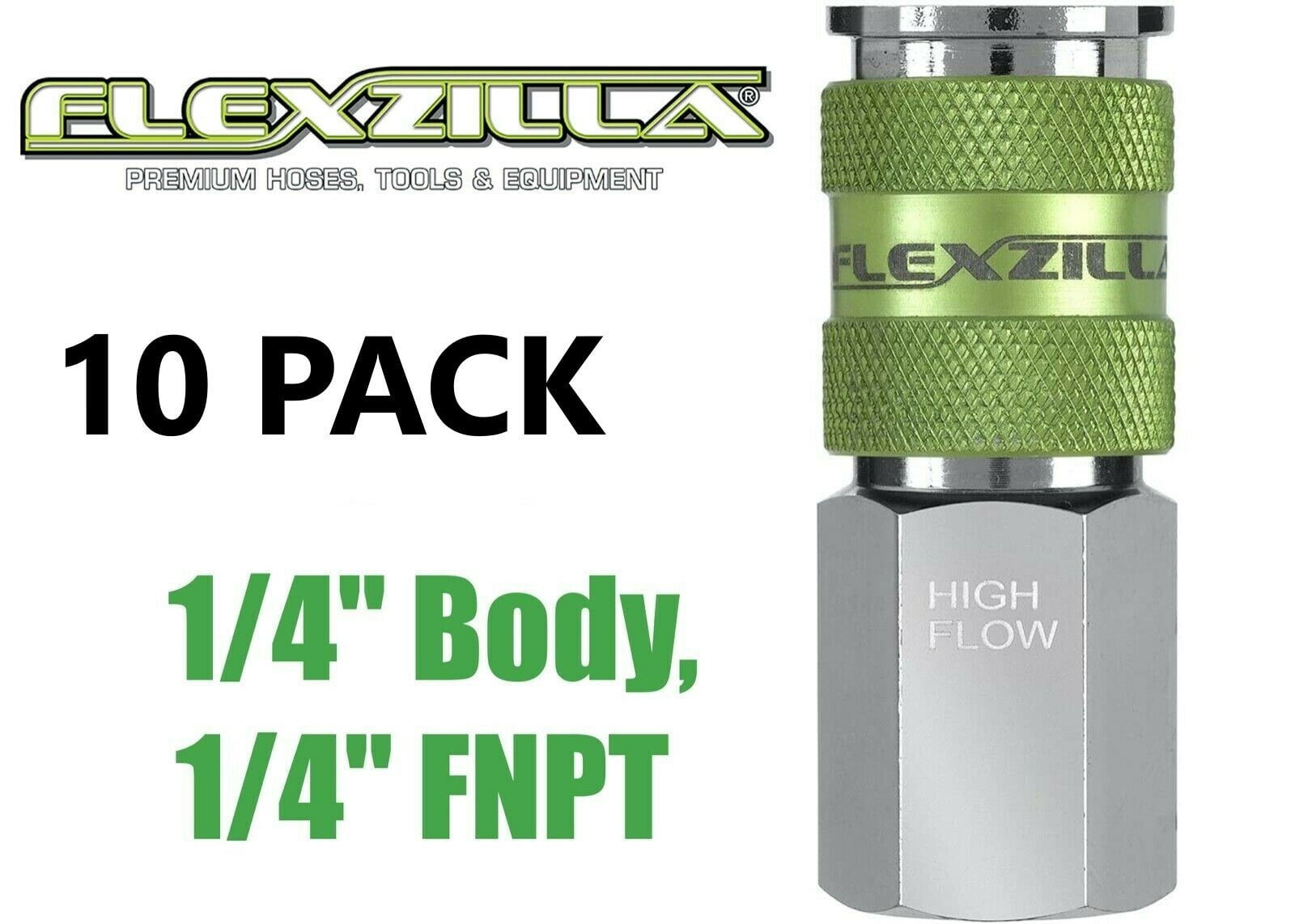 10 LEGACY FLEXZILLA PRO HIGH FLOW AIR HOSE QUICK COUPLER'S 1/4" FNPT ...