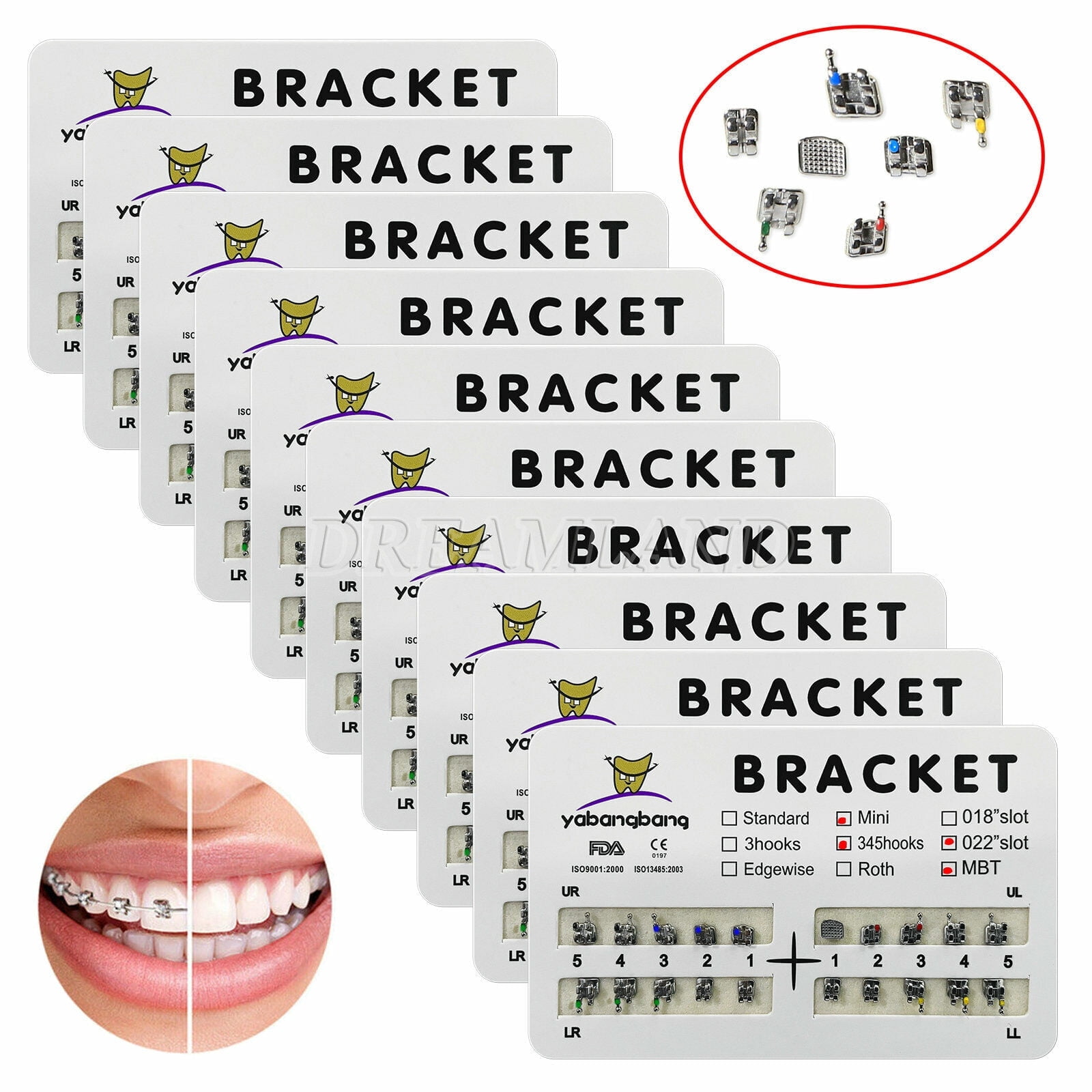 10 LOTS Dental Dentista Metal Orthodontic Bracket Braces Mini MBT 022 ...