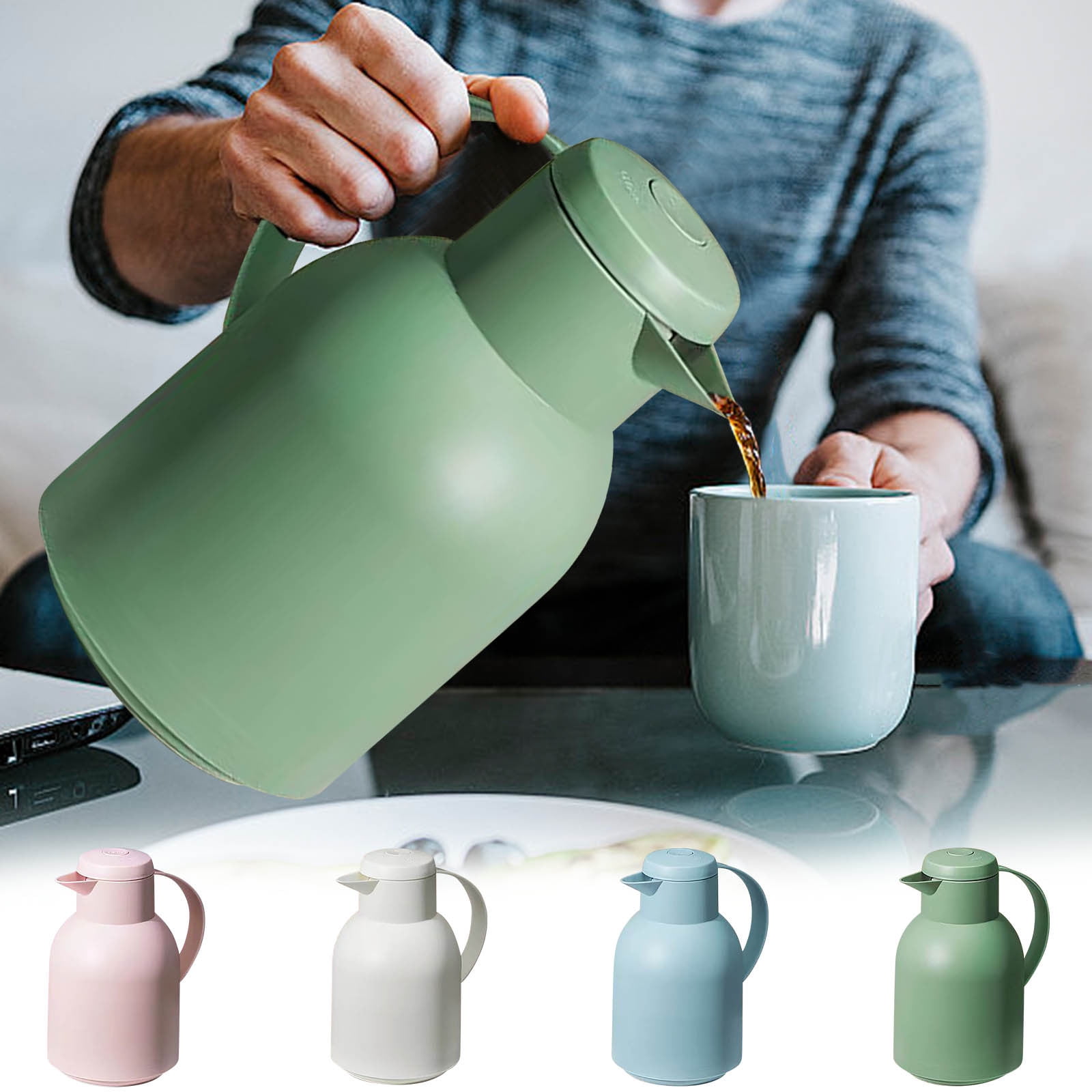 Under 10,Large Capacity Glass Insulated Teapot – Portable Hot Water ...