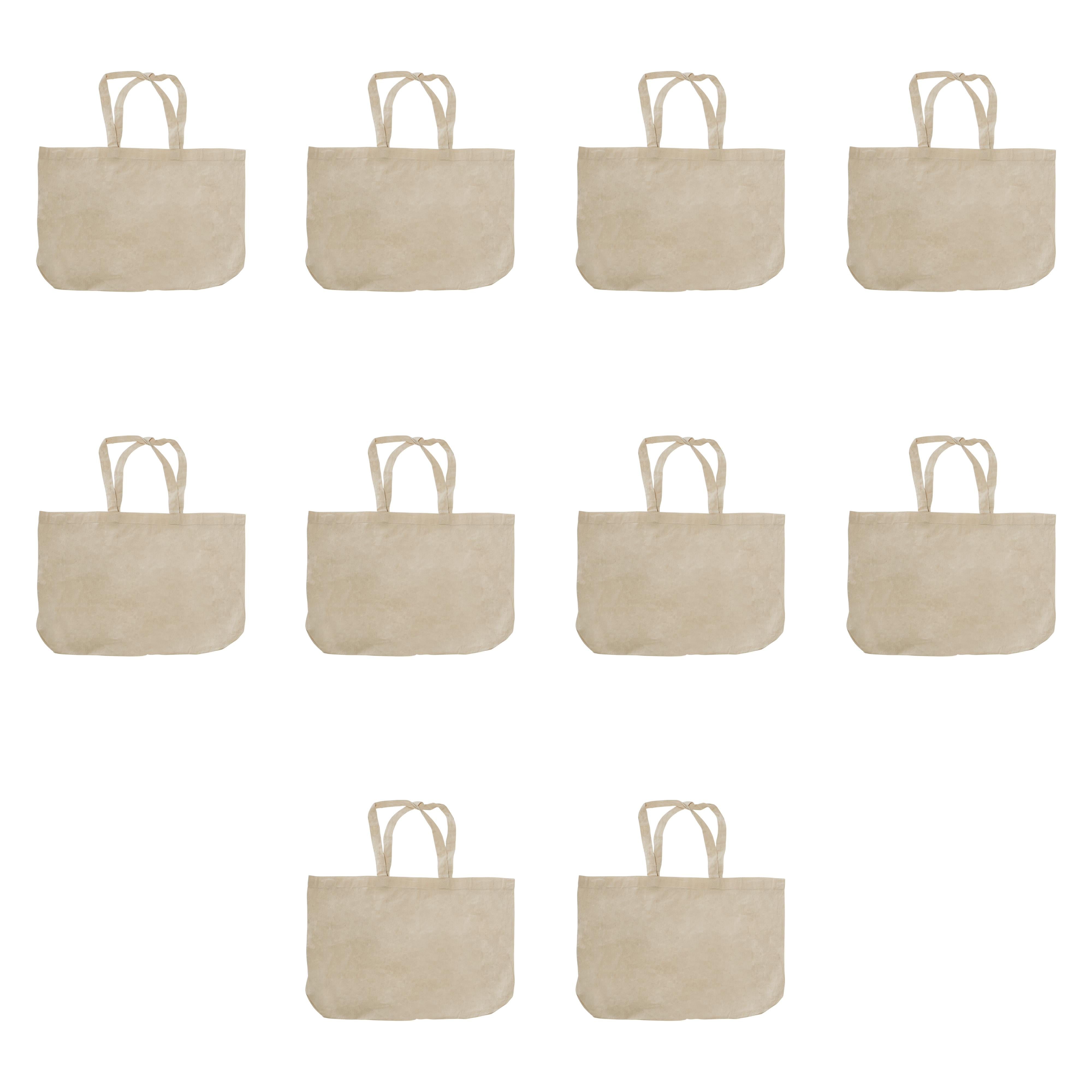 10 Large Cotton Shoping Bags Set - 14W x 16H inch, Natural Color ...