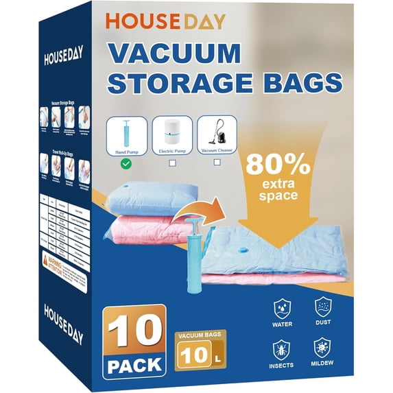 10 Large Vacuum Storage Bags with Pump,Space Saving Vacuum Seal Bags ...