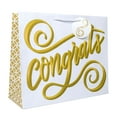 10" Large White Gift Bag, Gold Congrats, Way to Celebrate (1-Count ...