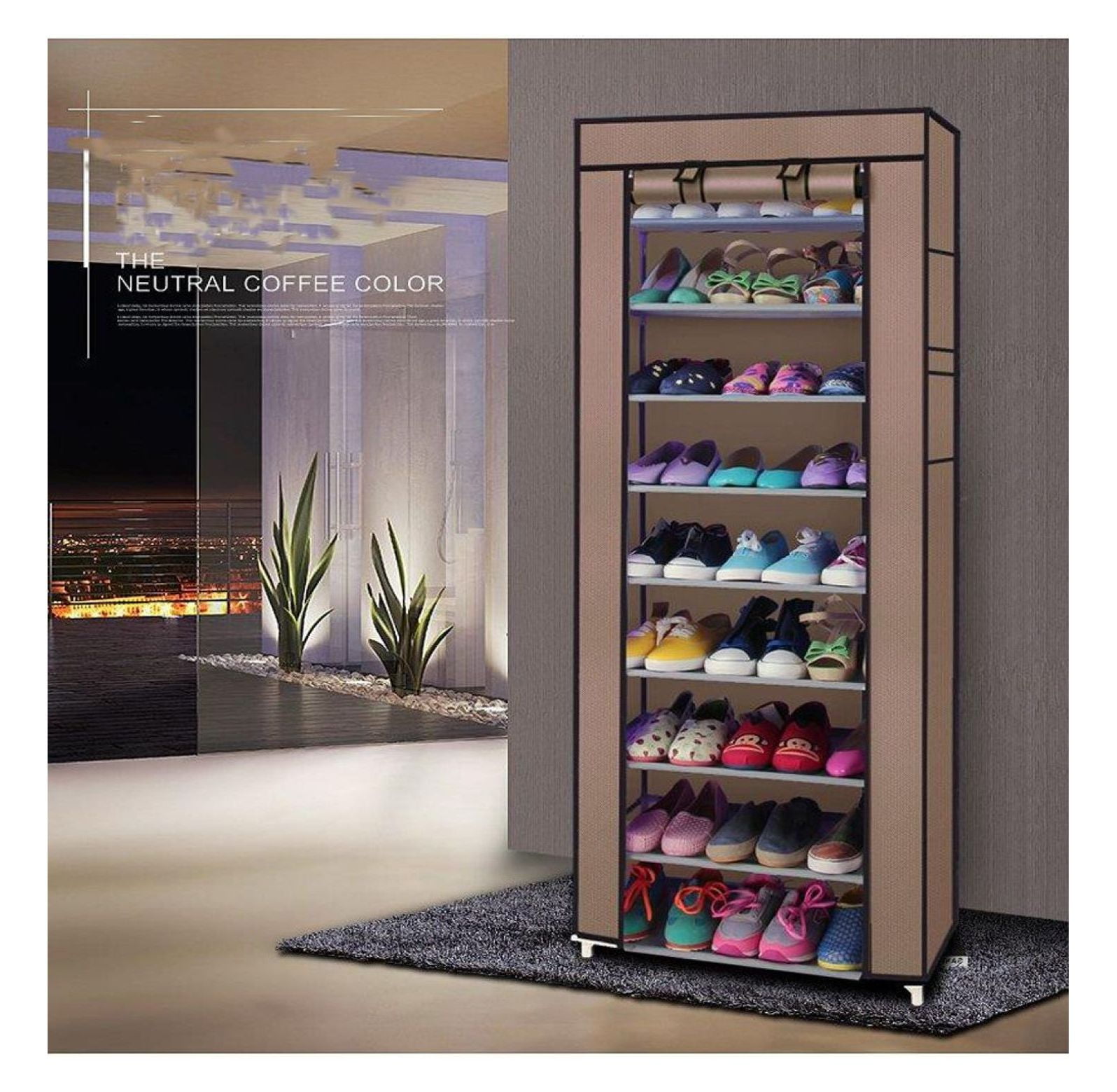 10 Layer 9 Grid Shoe Rack Shelf Storage Closet Organizer Cabinet ...