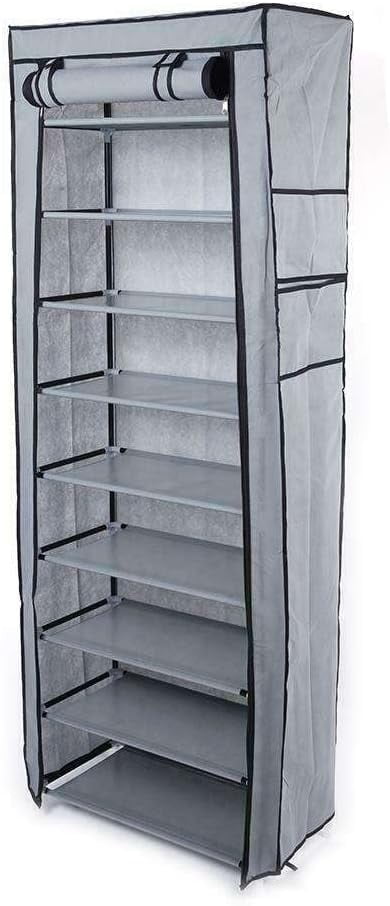 10 Layer 9 Grid Shoe Rack Shelf Storage Dustproof Cover Organizer ...