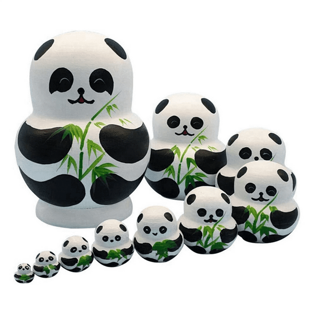 10 Layers Stackable Nesting Doll Set, Cute Panda Design, Matryoshka Toy ...