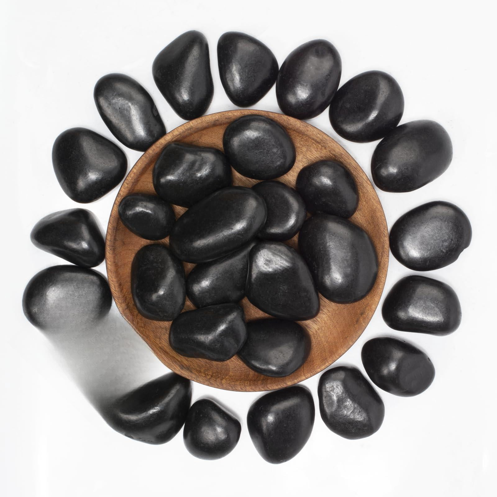 10 Lbs Black River Rocks - Large Polished Pebbles For & Garden ...