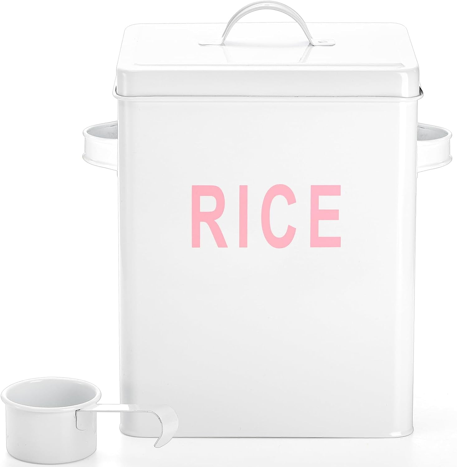 10 Lbs Metal Rice Storage Container, Square Rice Canister with Lid and ...
