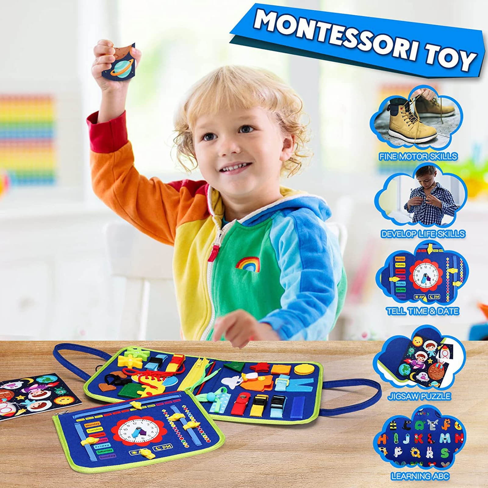 Under 10,Learning Board Early Education Puzzle Toys, Dressing Busy ...