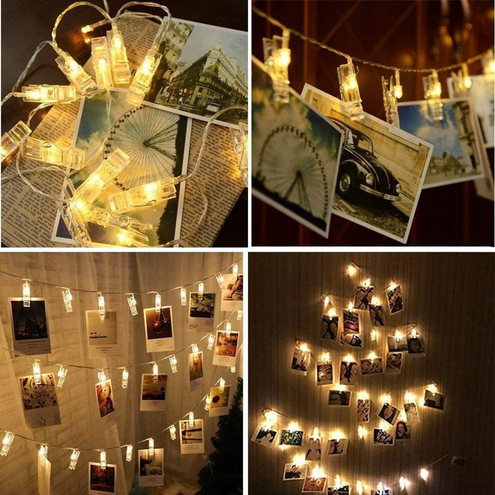 10 Led Photo Clip Light String, 1.5M Length 10 Lights, Battery-Operated ...
