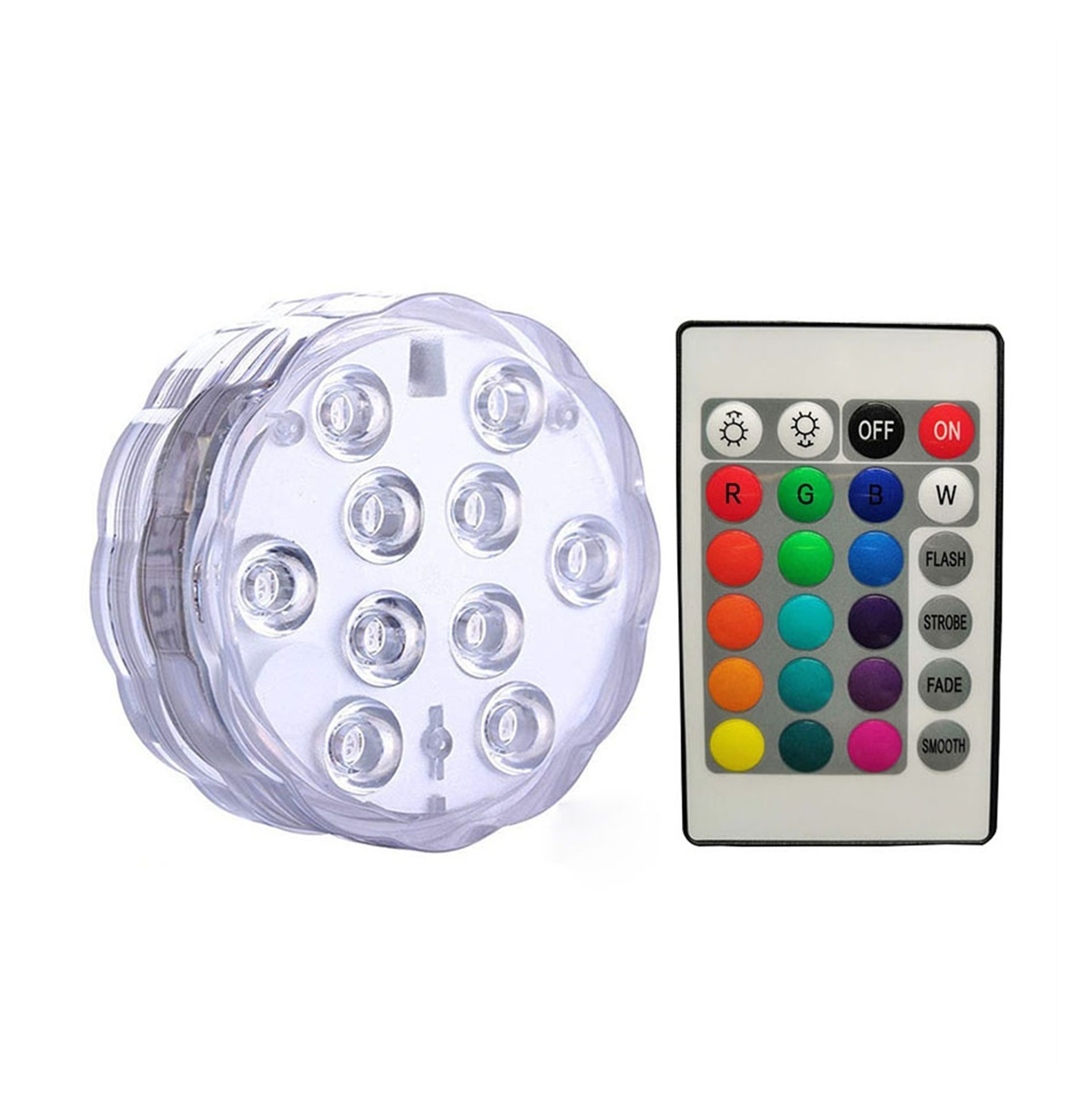 10 Led Remote Controlled RGB Submersible Light Battery Operated Underwater Night Lamp Outdoor ...