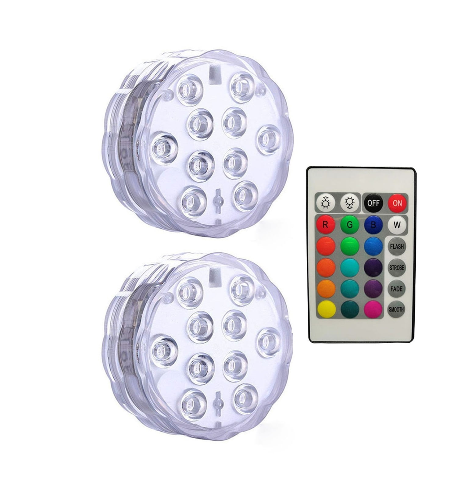 10 Led Remote Controlled RGB Submersible Light Battery Operated ...