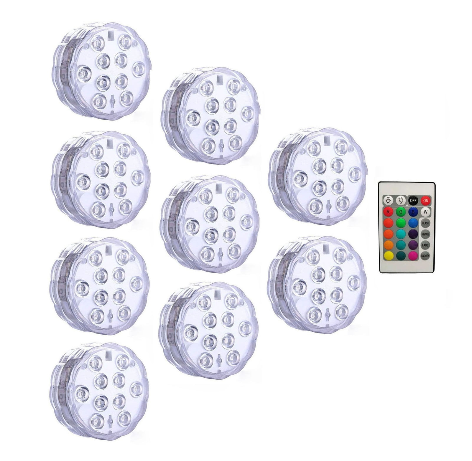 10 Led Remote Controlled RGB Submersible Light Battery Operated ...