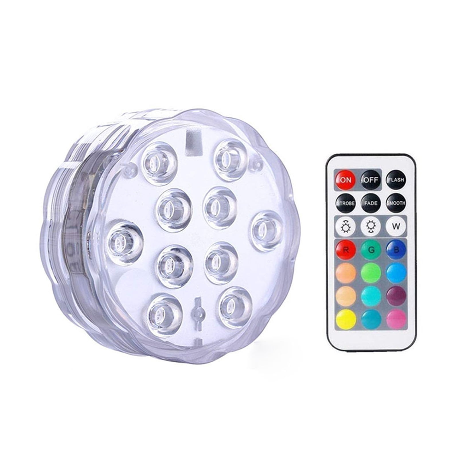 10 Led Remote Controlled RGB Submersible Light Battery Operated ...