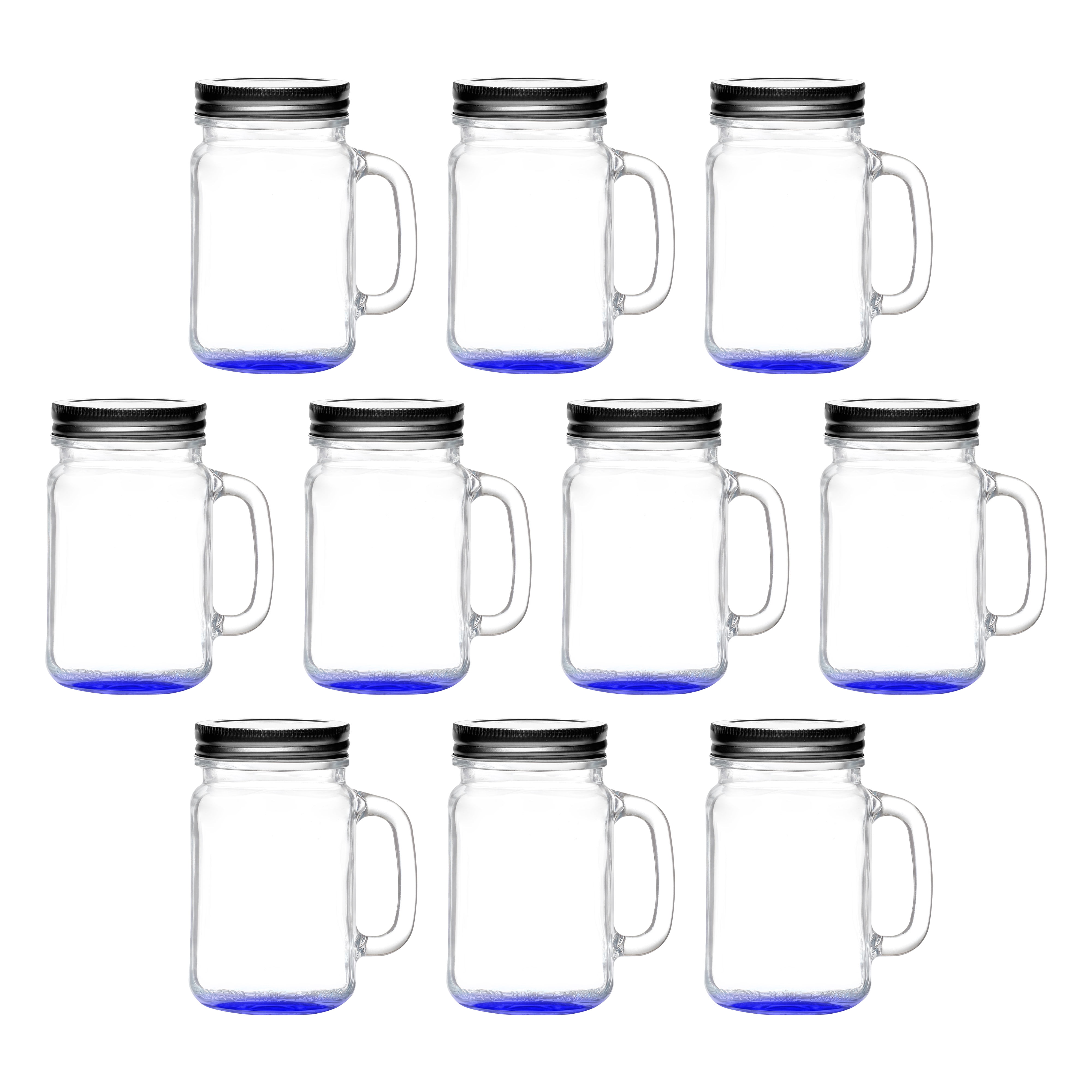 10 Libbey Handle Mason Jars with Lids Set, 16 oz. - Traditional style ...