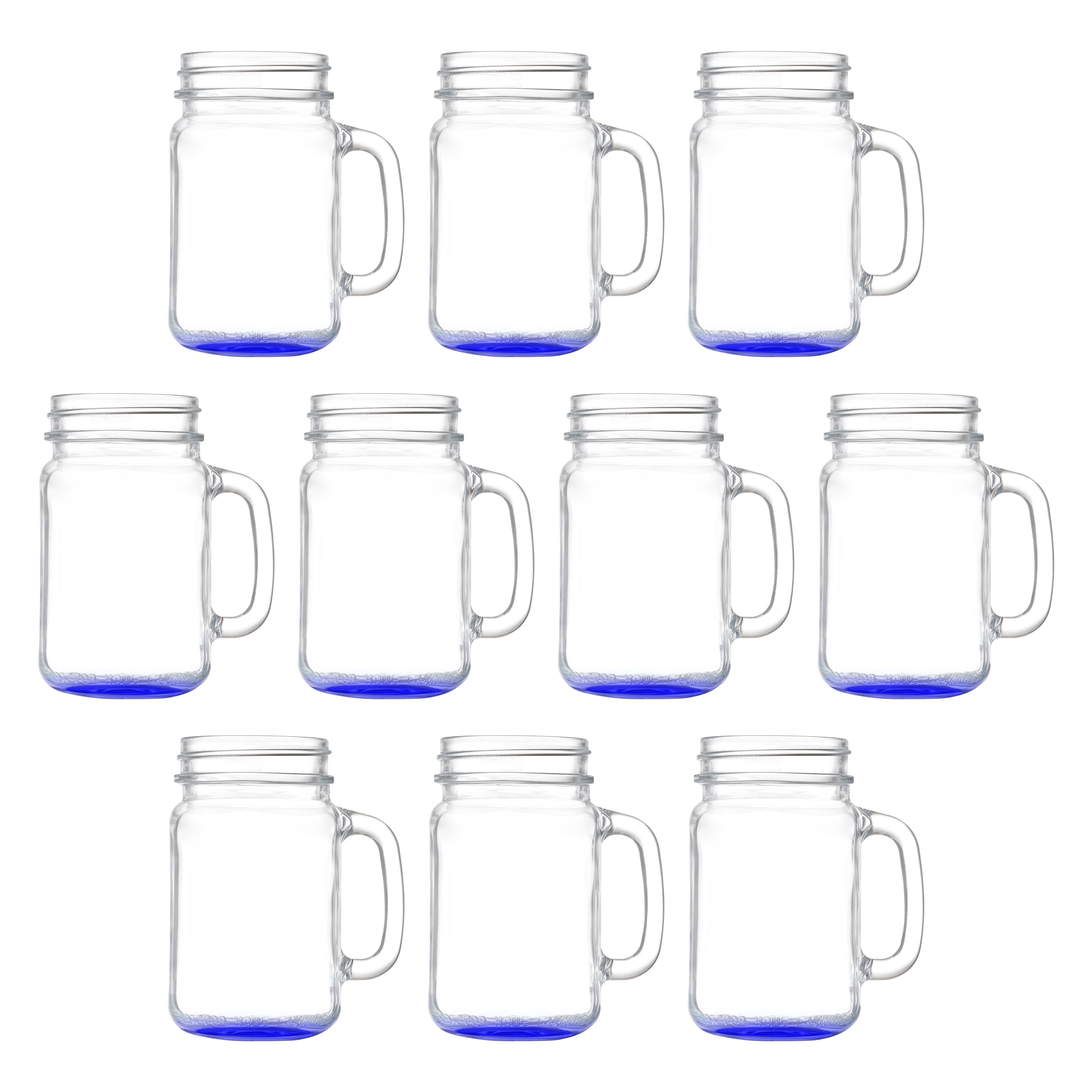 DISCOUNT PROMOS 16 oz Libbey Mason Jars with Handles, Blue, Set of 10 ...