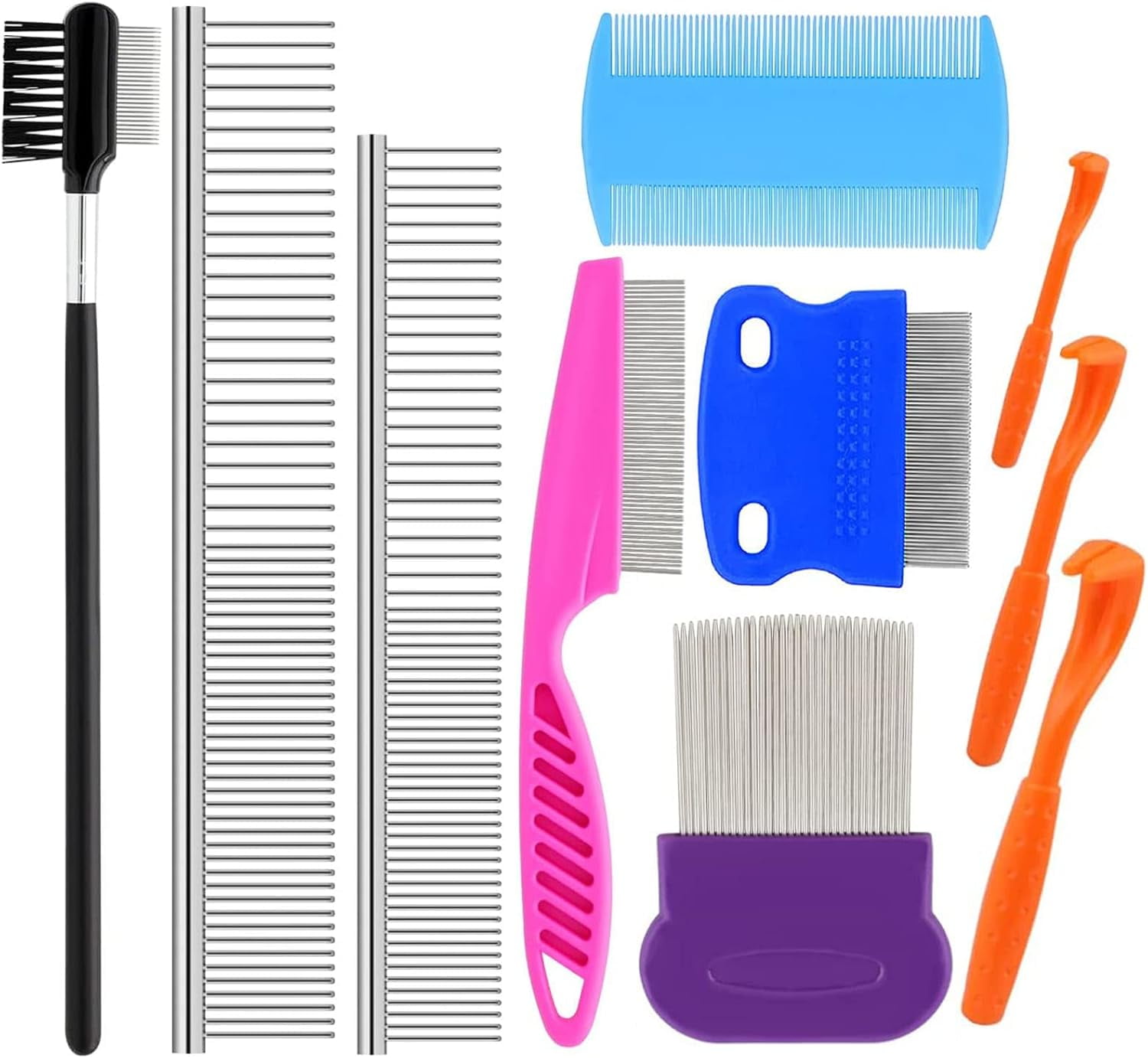 10 Lice Comb, Stainless Combs with Rounded , Stain Remover, Tick for ...