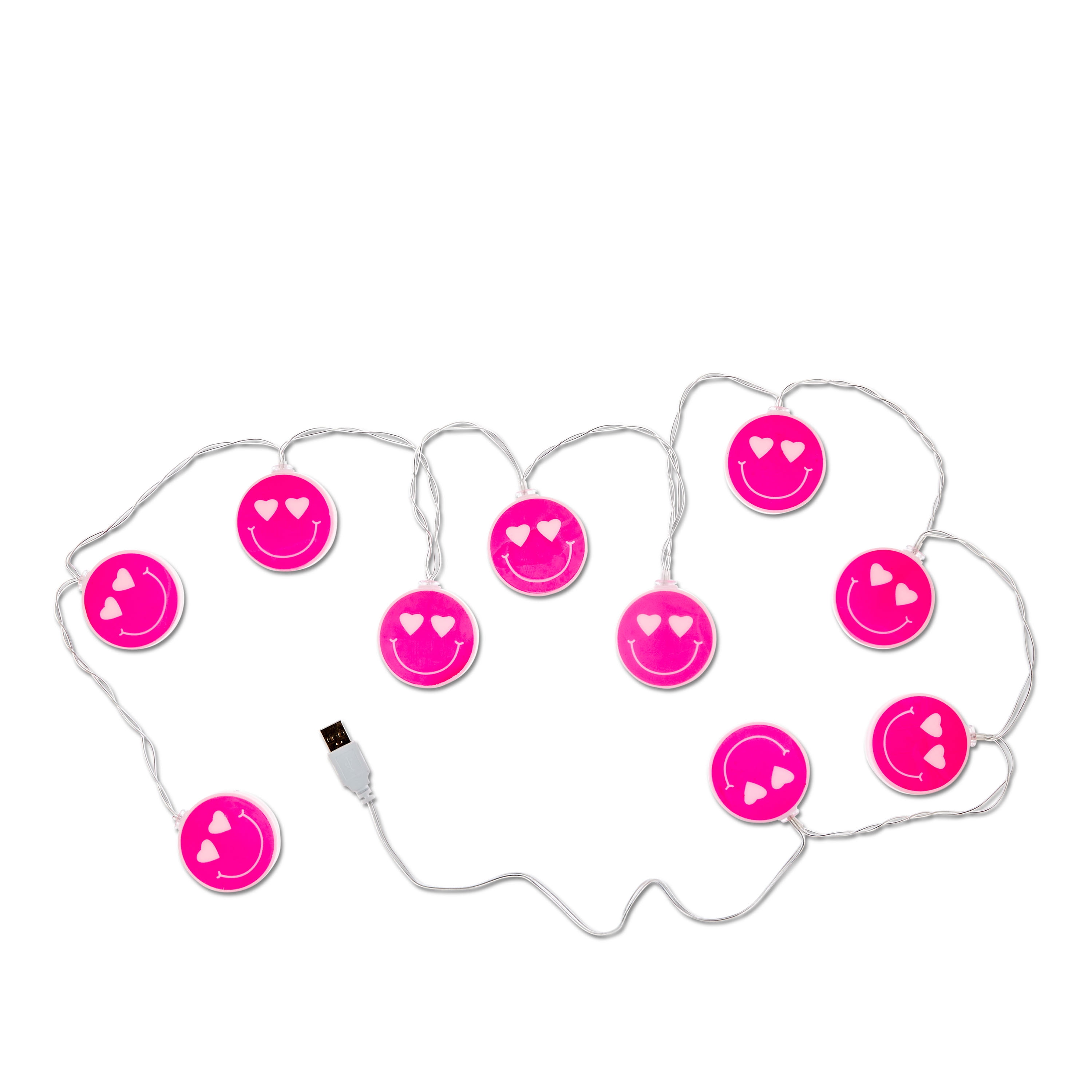 10 Light Indoor 5.4 feet USB Smiley Face LED String Light - Walmart.com