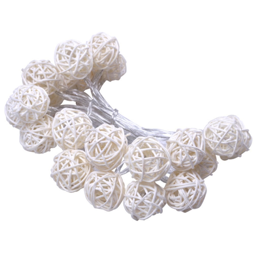 10 Lights, Natural Rattan String Lights, Battery Powered for Patio ...