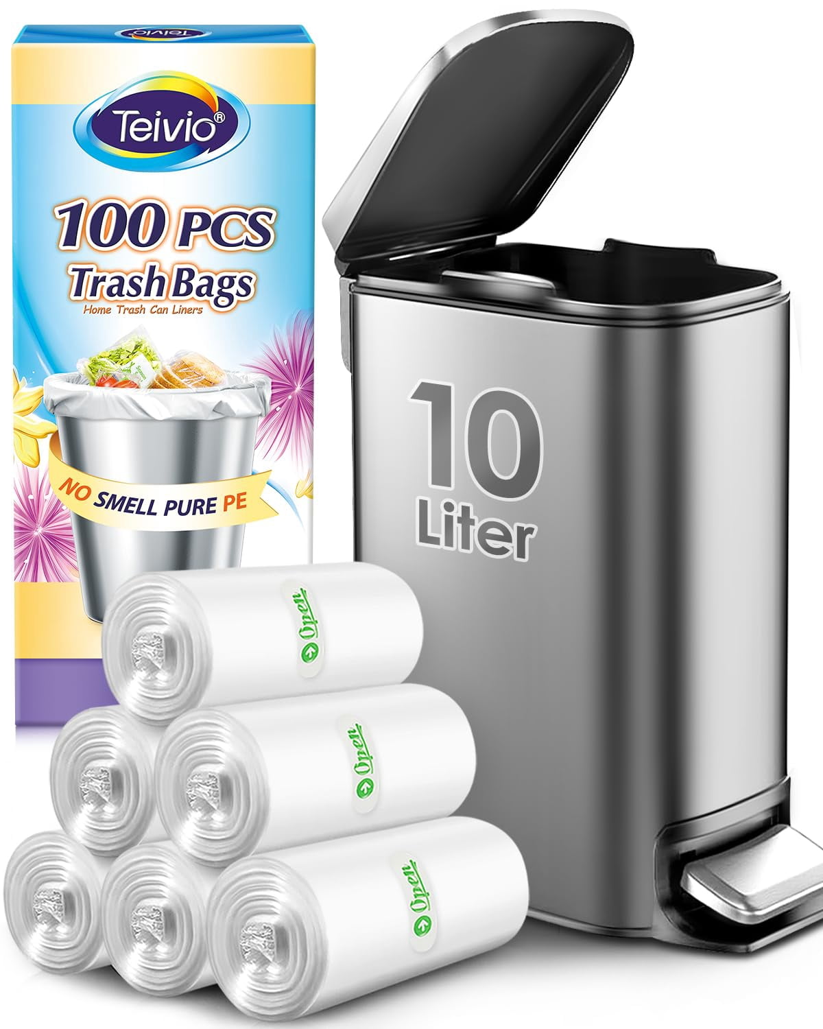 10 Liter 100 Counts Strong Trash Bags 3 Gallon 2.6 Gallon Garbage Bags ...