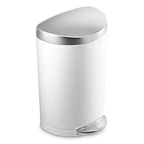 10 Liter / 2.3 Gallon Small Semi-Round Bathroom Step Trash Can, White ...