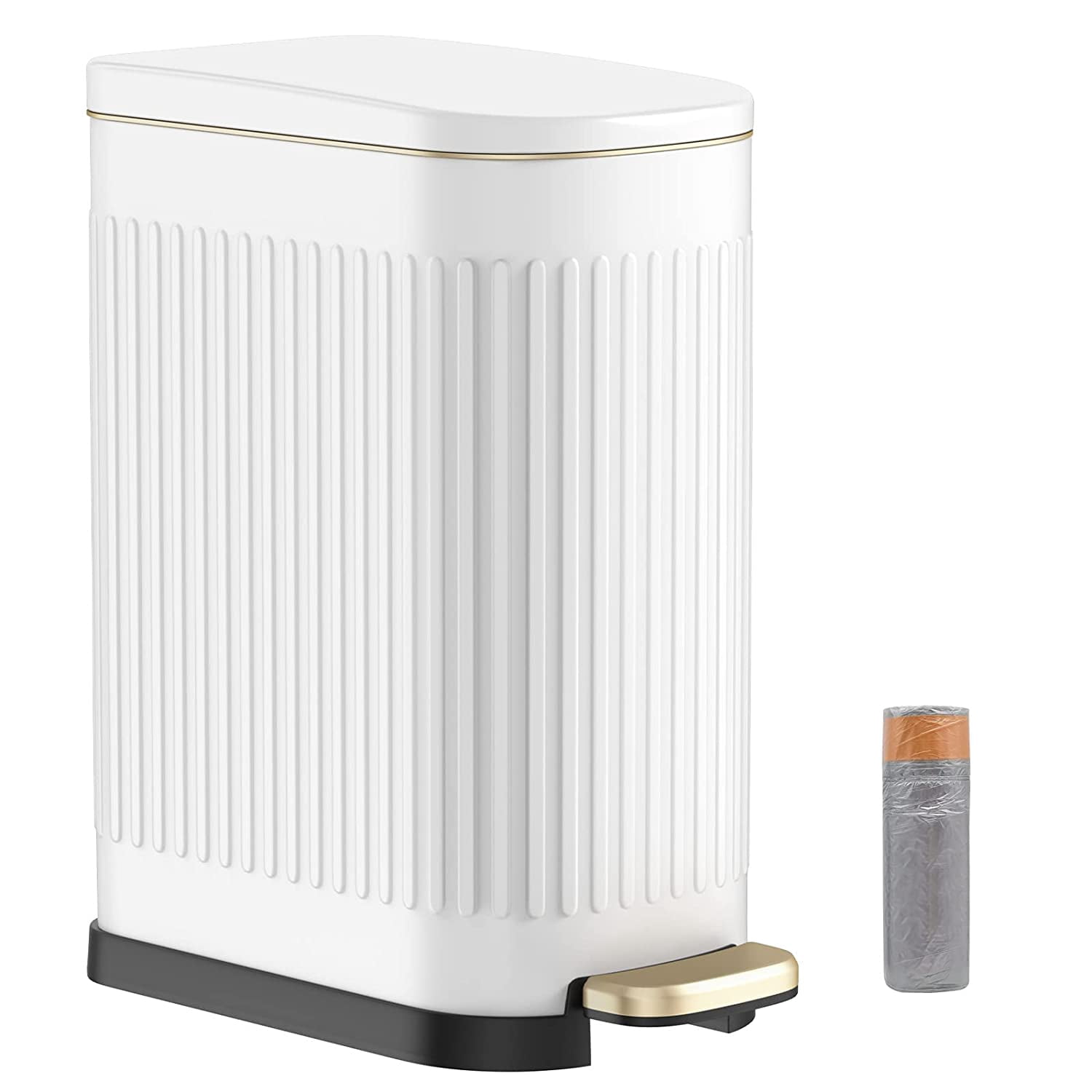 10 Liter/ 2.6 Gallon Bathroom Trash Can with Lid,Slim Rectangular Trash ...