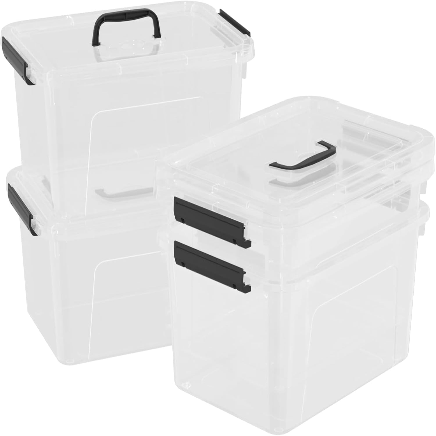 10 Liter Plastic Box 4-pack Clear Latch Bins with Lids - Walmart.com