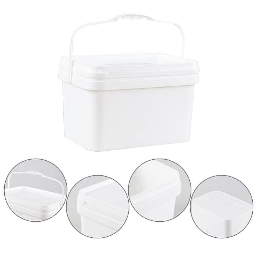 10 Liter Rectangular Storage Buckets with Lids/Handles, White Plastic ...