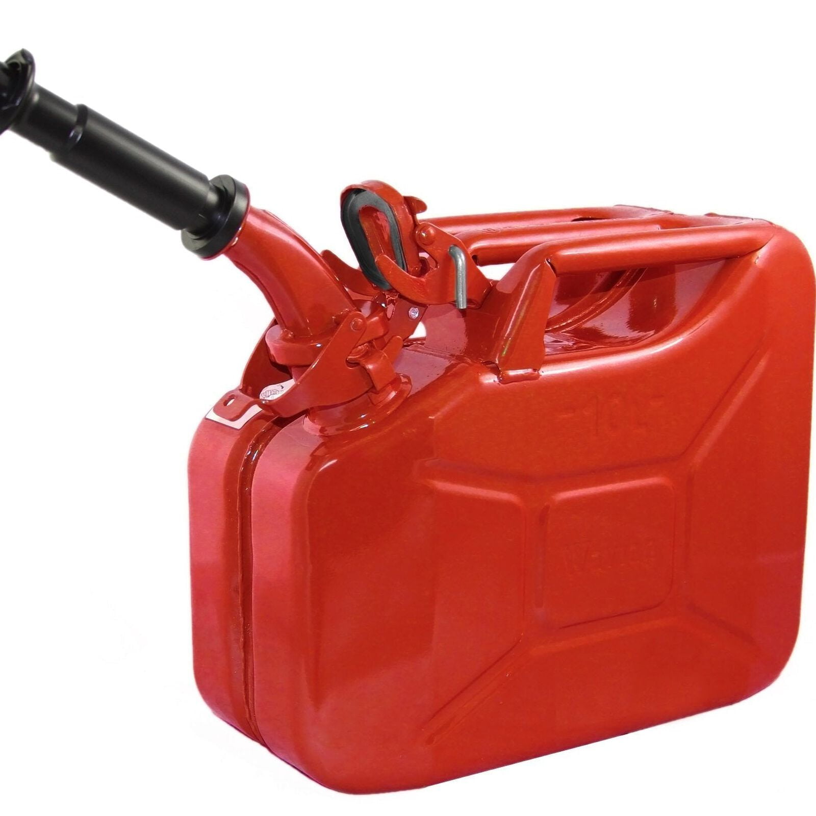 Wavian 10 Liter Red Steel Jerry Can - Gasoline Container, Easy Gallon ...