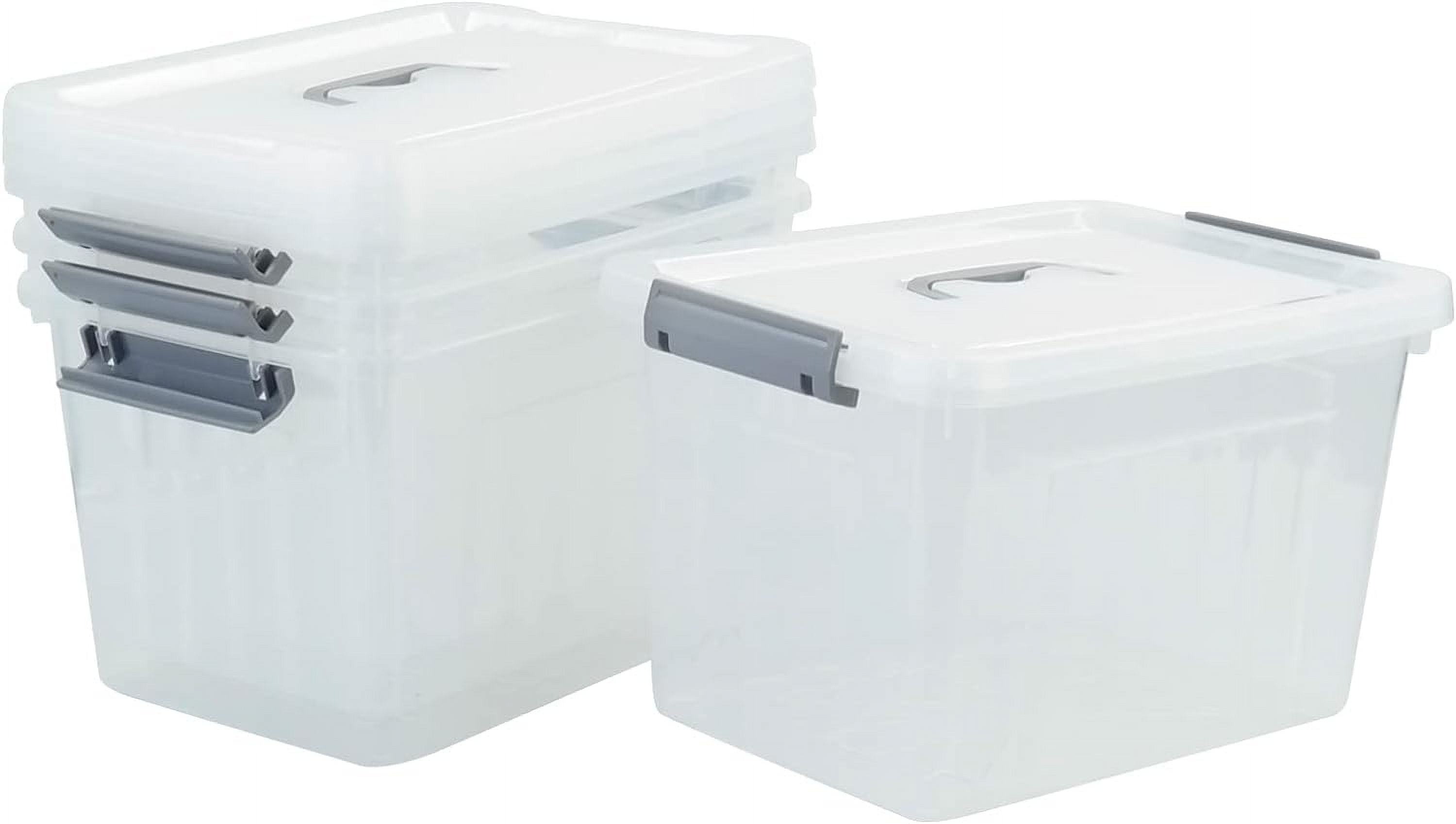 10 Liter Storage Boxes, Clear Plastic Storage Totes with Lids Set of 4 ...