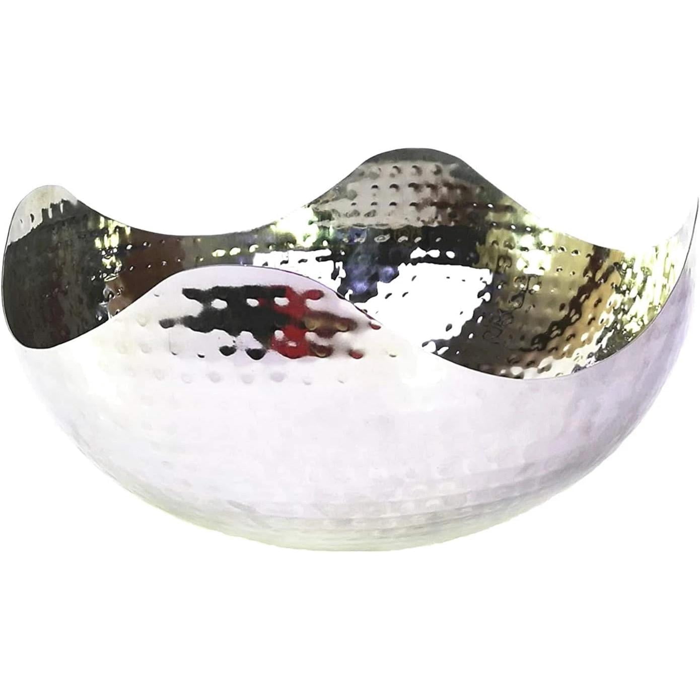 10" Long Silver Finish Metal Bowl Modern Elegance for Serving and Decor ...