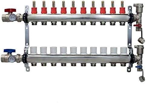 10 Loop Stainless Steel Premium PEX Manifold With 1/2" Connectors for ...