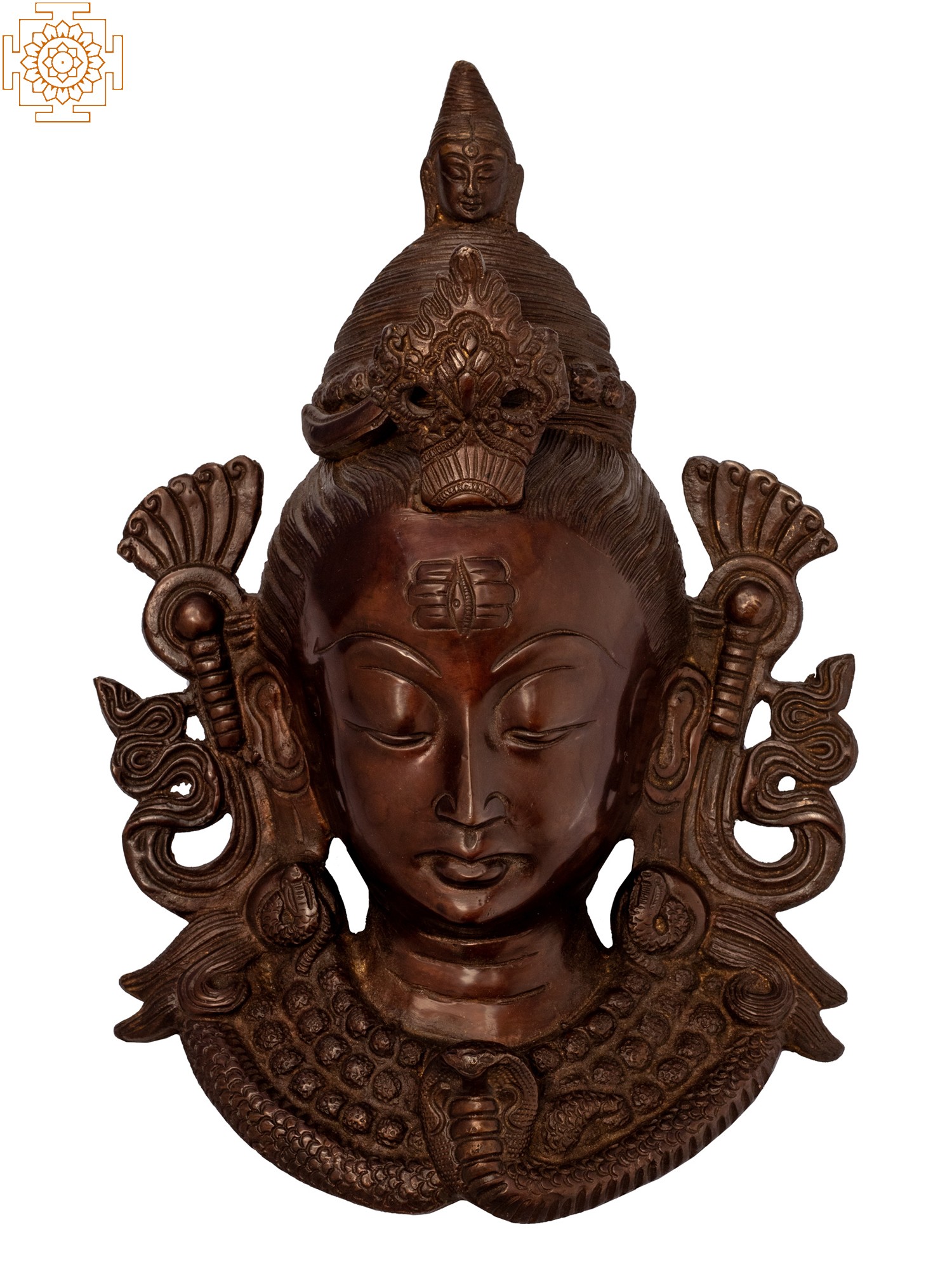 10" Lord Shiva Wall Hanging Mask in Brass | Handmade | Made in India ...