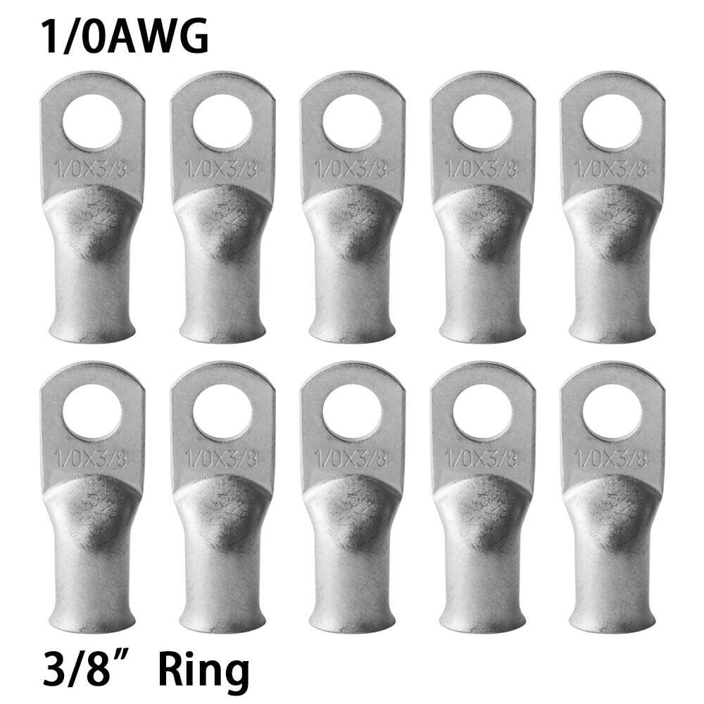 10 Lot Gauge 1/0×3/8" Hole Ring Terminal Lug Tin Plated Copper ...