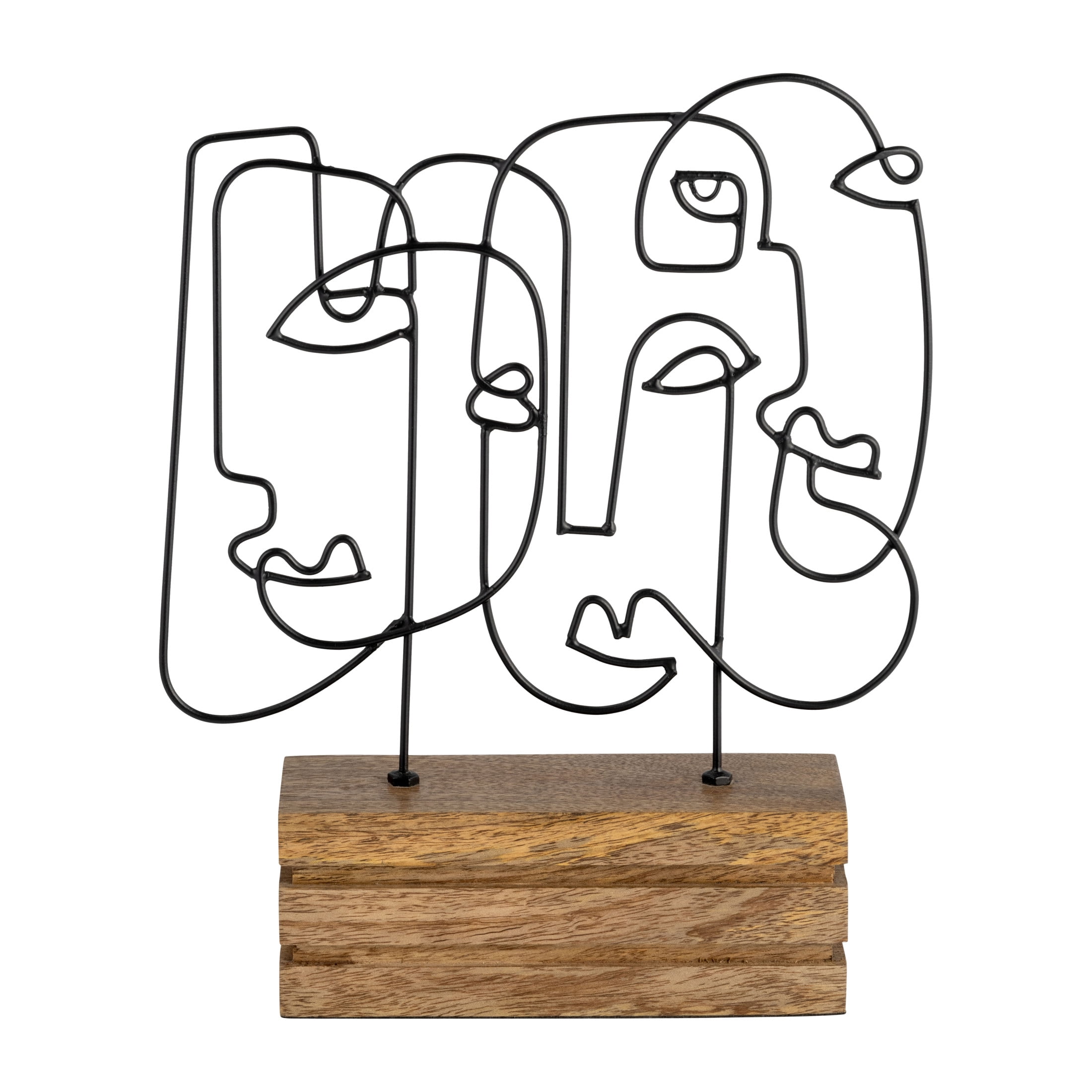 10"Lx3"Wx13"H, Metal Abstract Faces Table Deco, Black/Brown, Unique ...