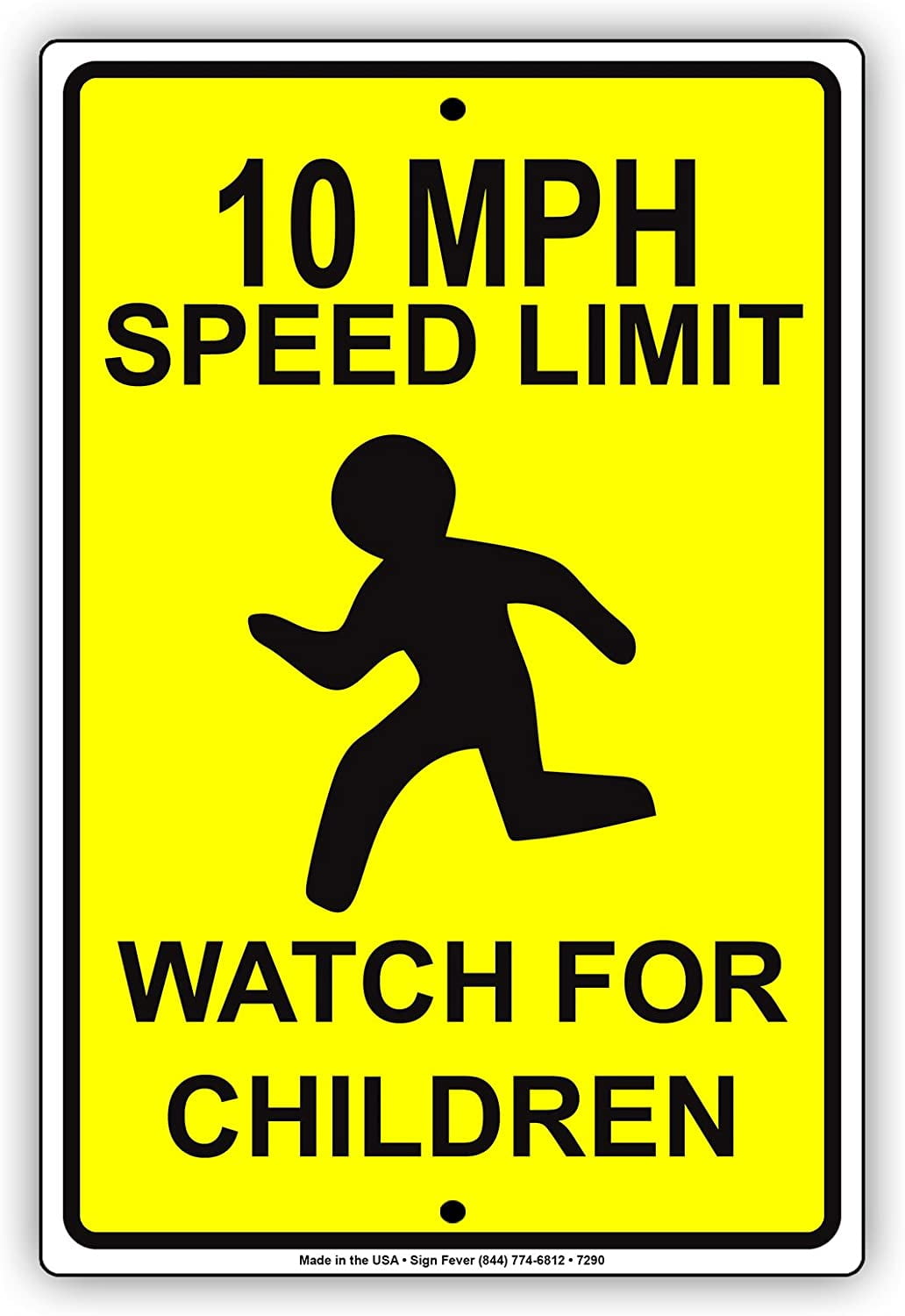 10 MPH Speed Limit Watch For Children Caution Warning Notice Aluminium Metal 8"x12" Sign Plate ...