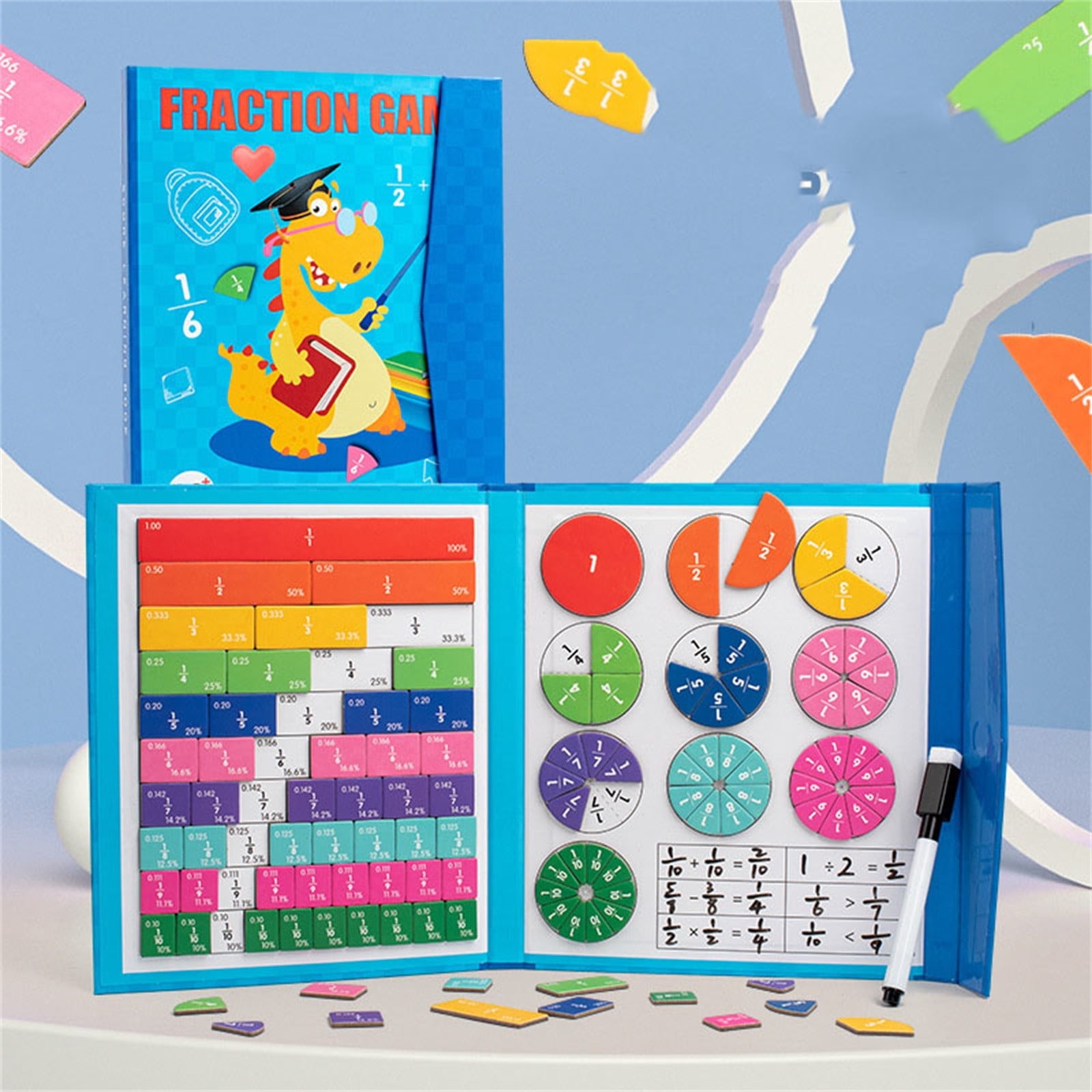 Under 10, Magnetic Fraction Disc, Math Teaching Tool, Denominator ...